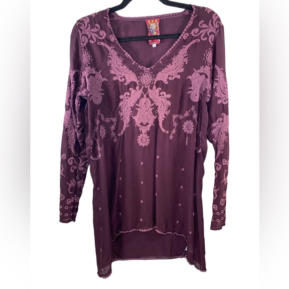Johnny Was | Tops | Johnny Was Purple Embroidered Tunic Xs | Poshmark